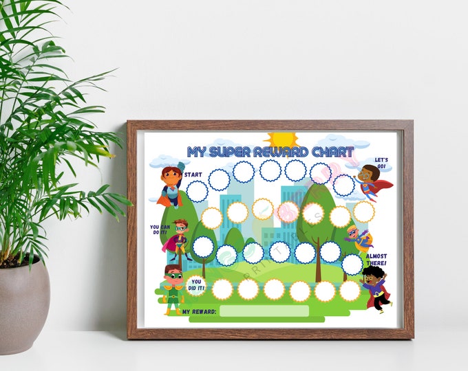 Superhero Reward Chart, Potty Training Chart, Kids Chore Chart, Toddler ...