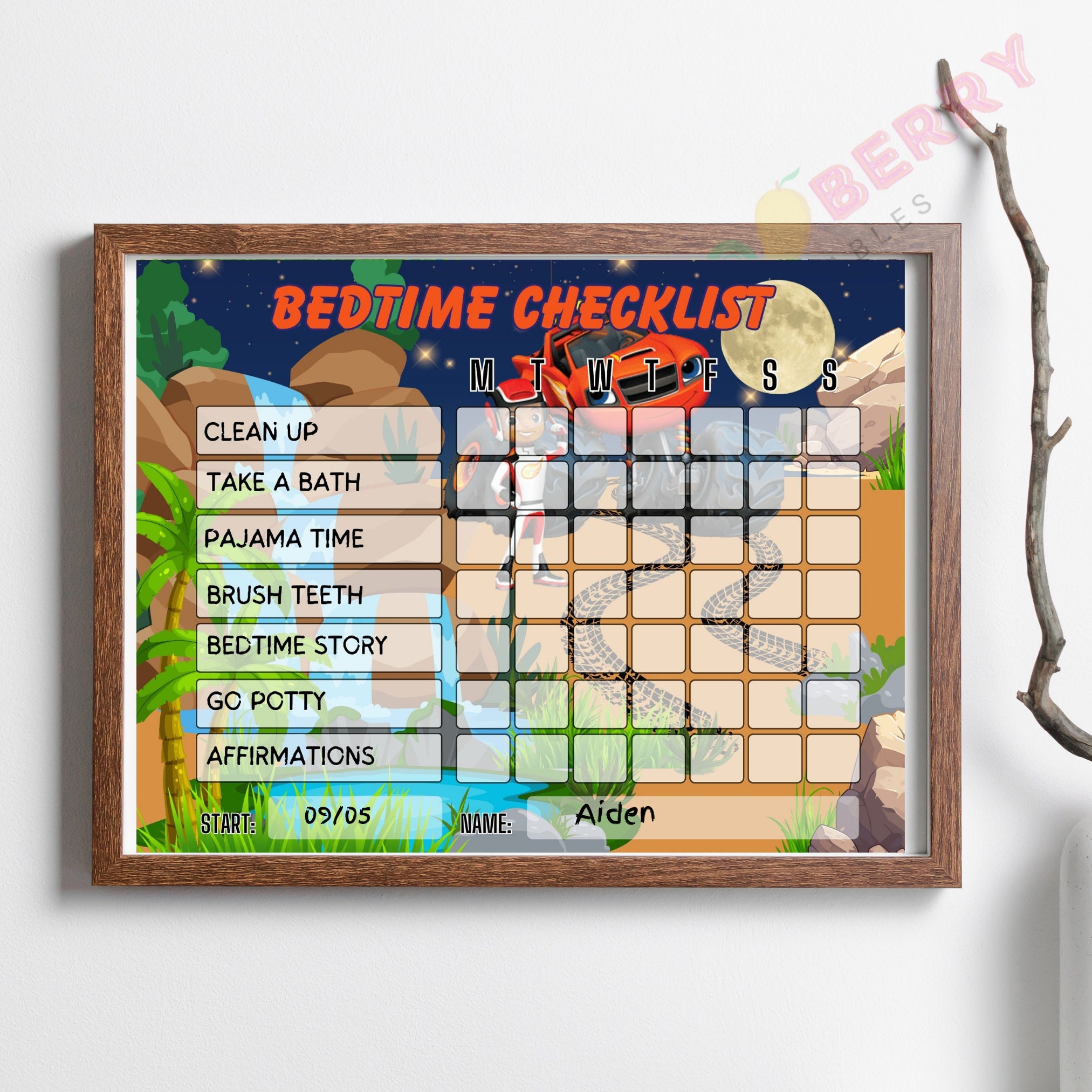 Printable Kids Bedtime Checklist, Child Bedtime Routine Chart, Toddler ...