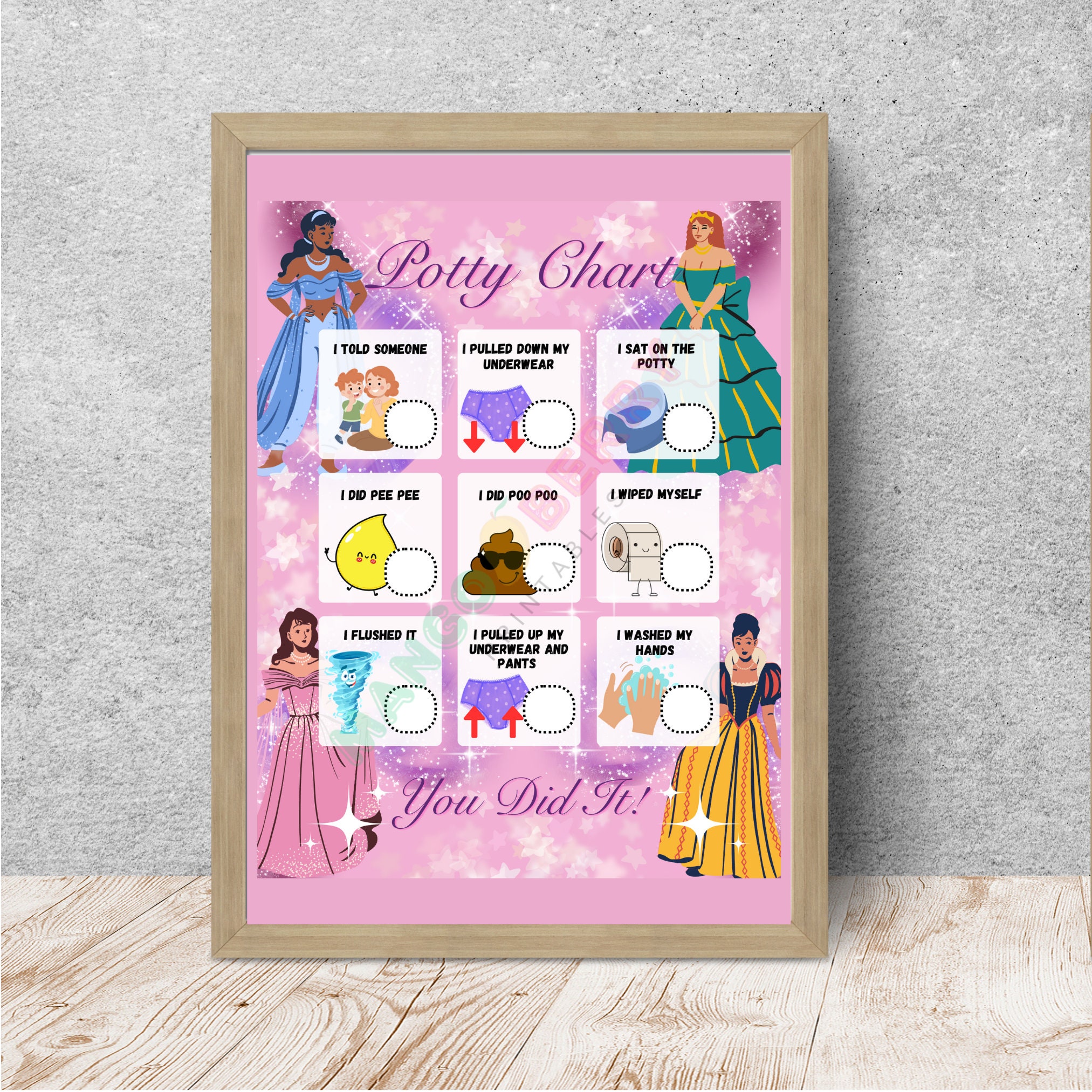 Printable Princess Potty Chart, Toddler Reward Chart, Kids Routine ...
