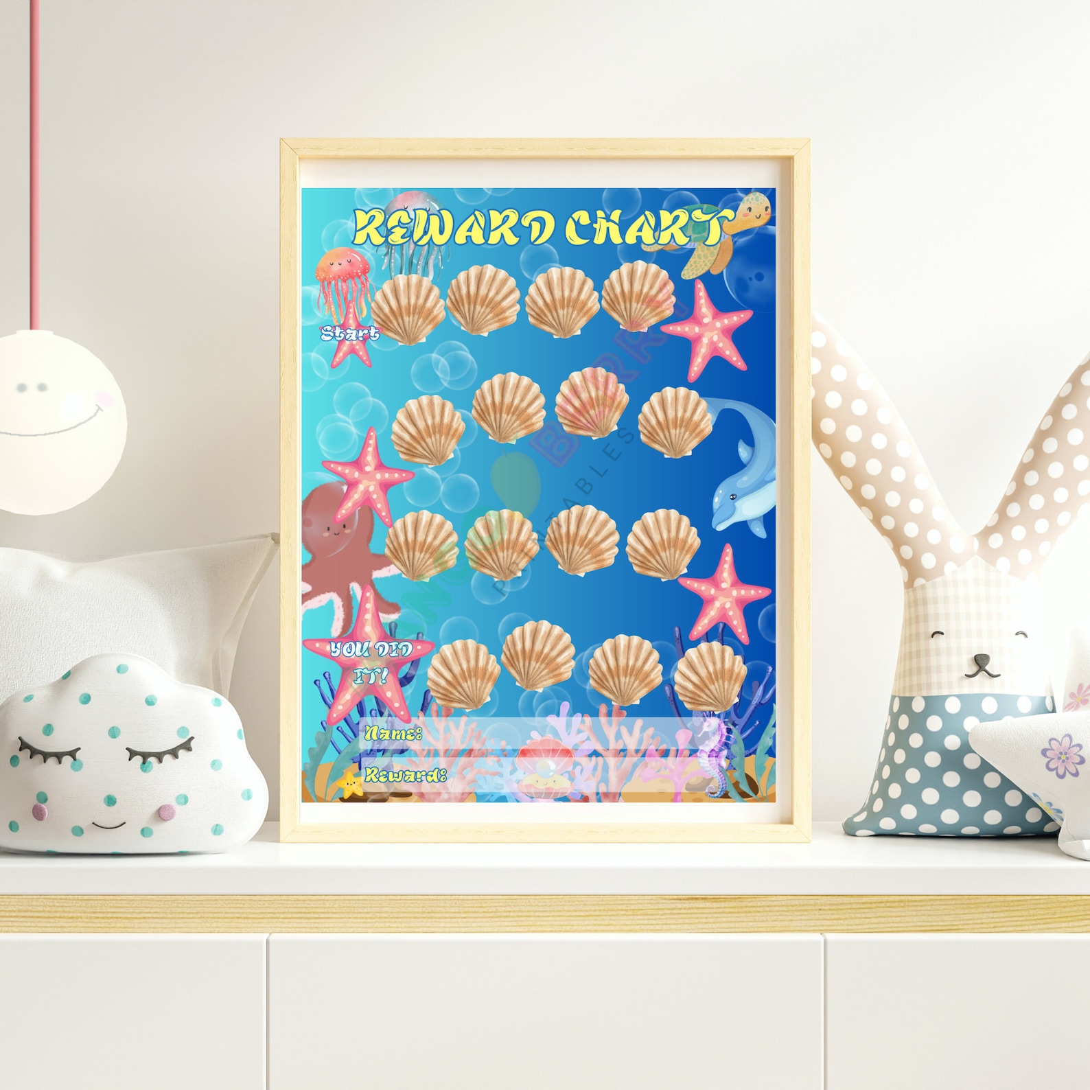 Cute Sea Creature Reward Chart, Printable Reward Chart, Toddler Reward ...
