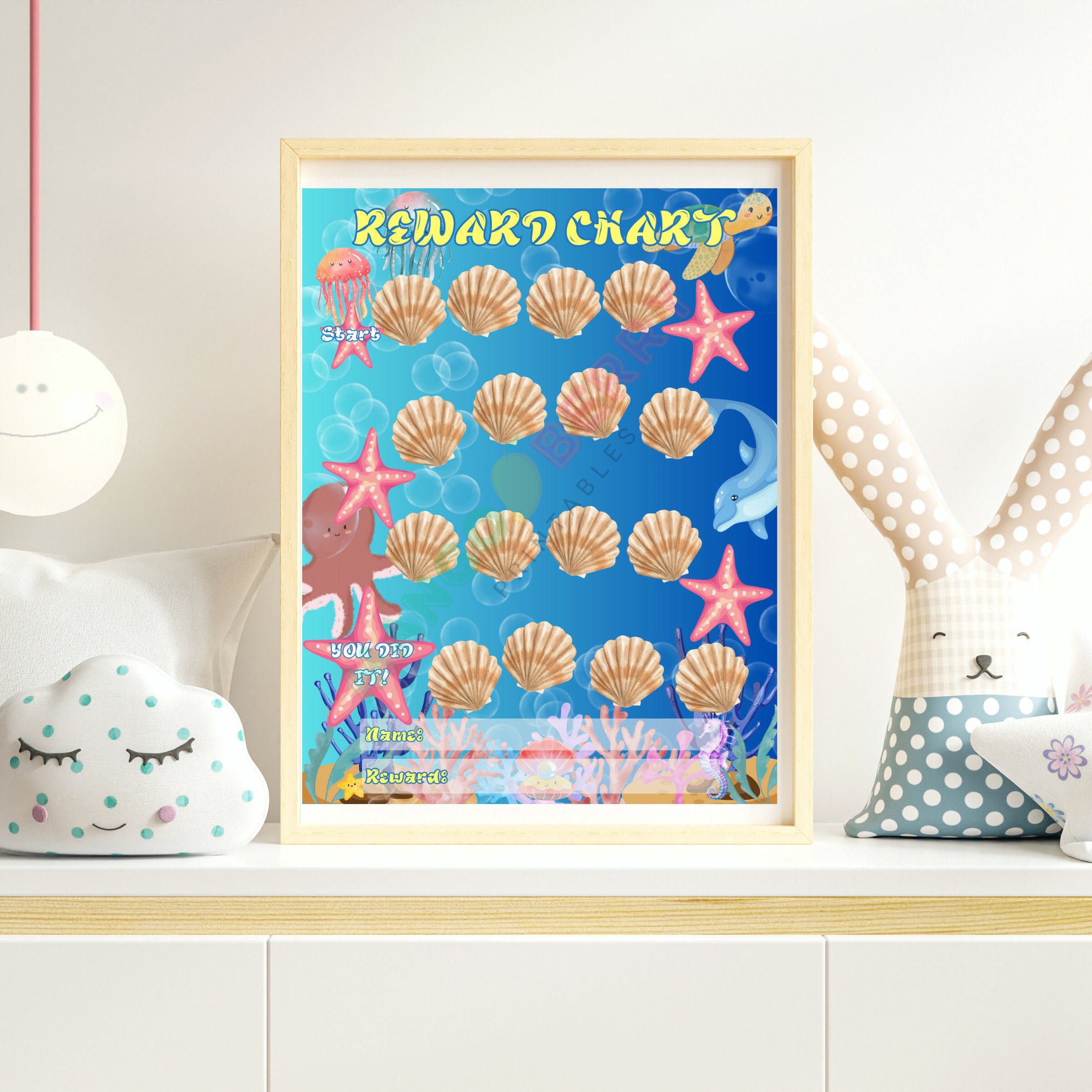 Cute Sea Creature Reward Chart, Printable Reward Chart, Toddler Reward ...