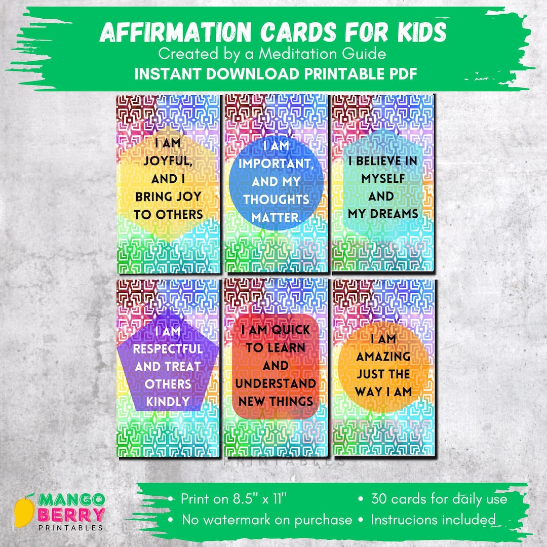 30 Printable Positive Affirmation Cards for Kids, Back to School ...