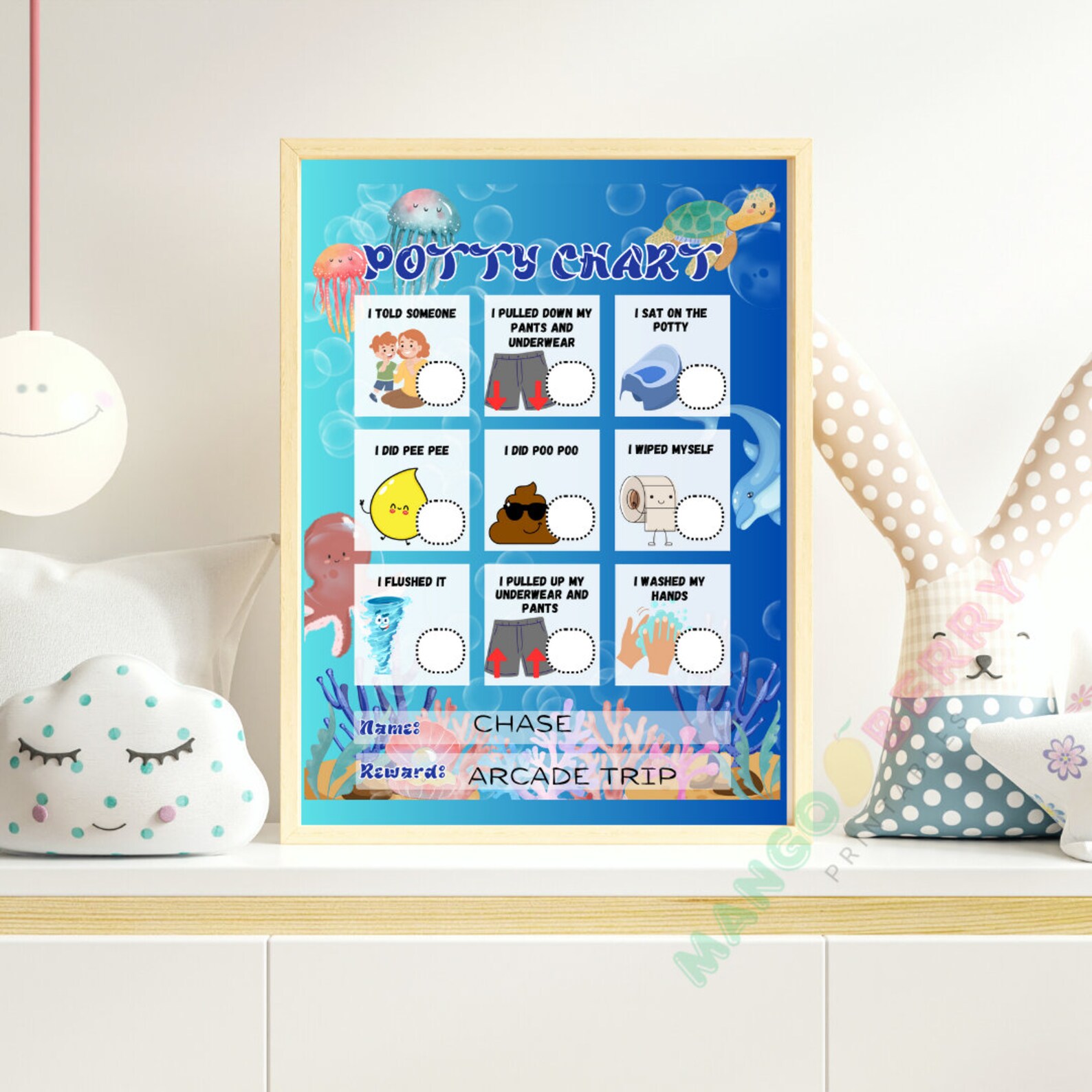 Cute Sea Creature Potty Chart, Toddler Reward Chart, Kids Routine Chart ...