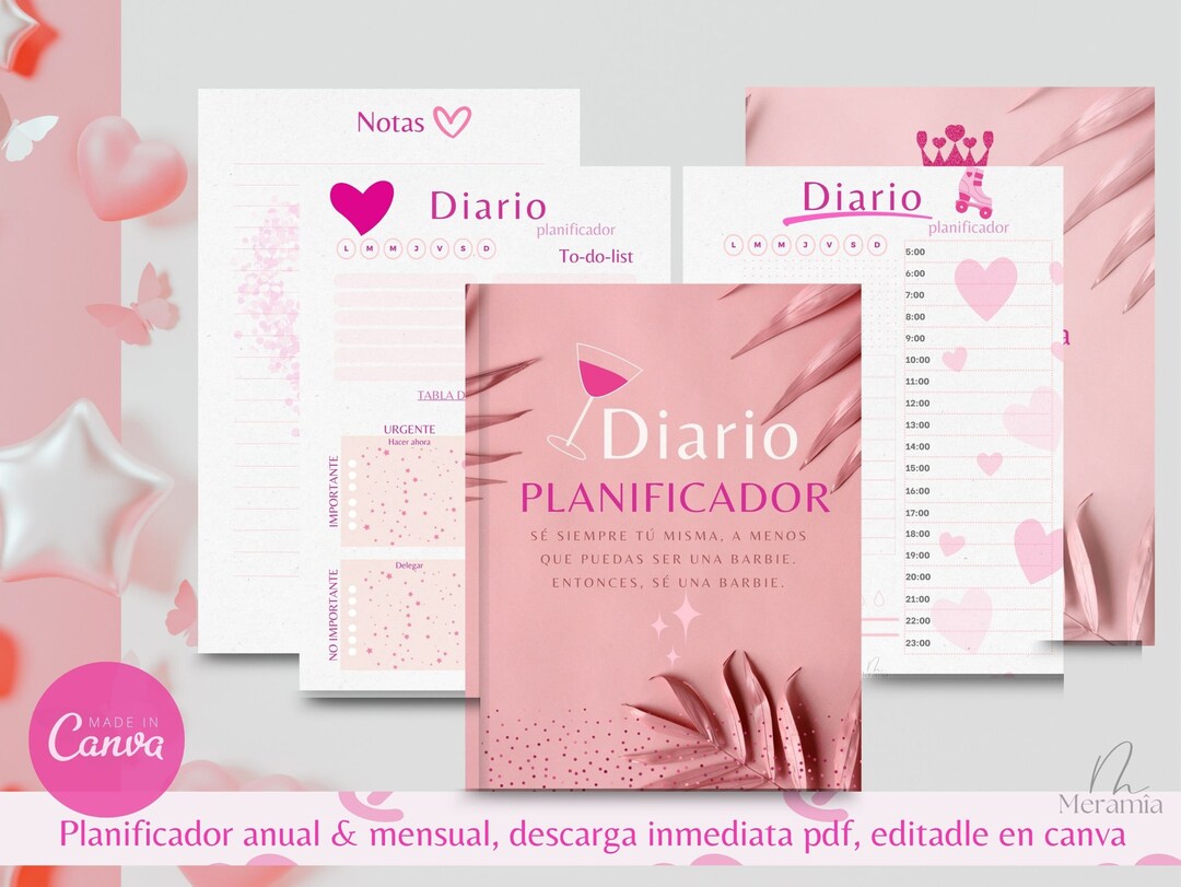 Planificador diario pdf editable en canva planner en español - Etsy España
