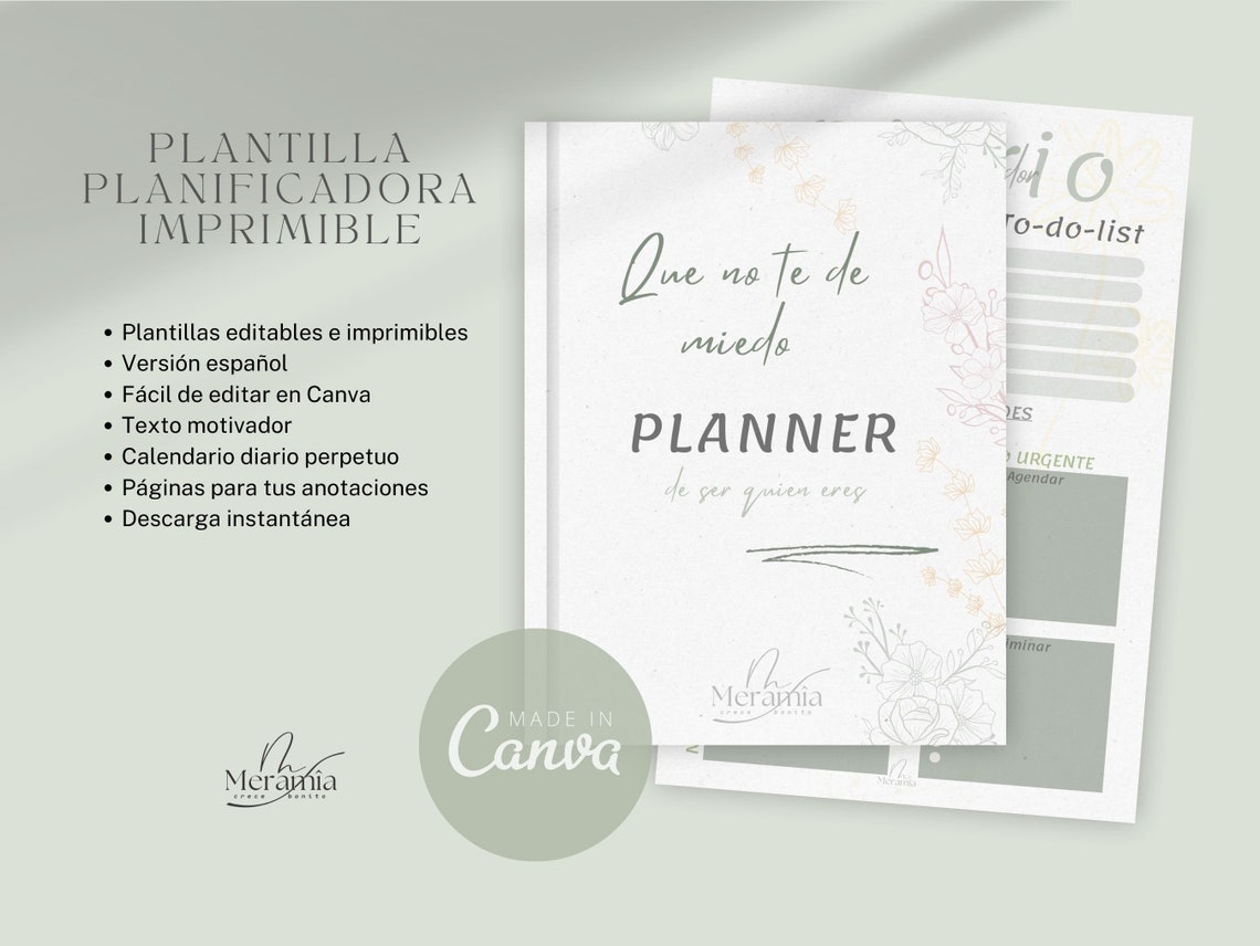 Daily Planner Pdf Editable in Canva, Planner in Spanish, Daily Planner ...