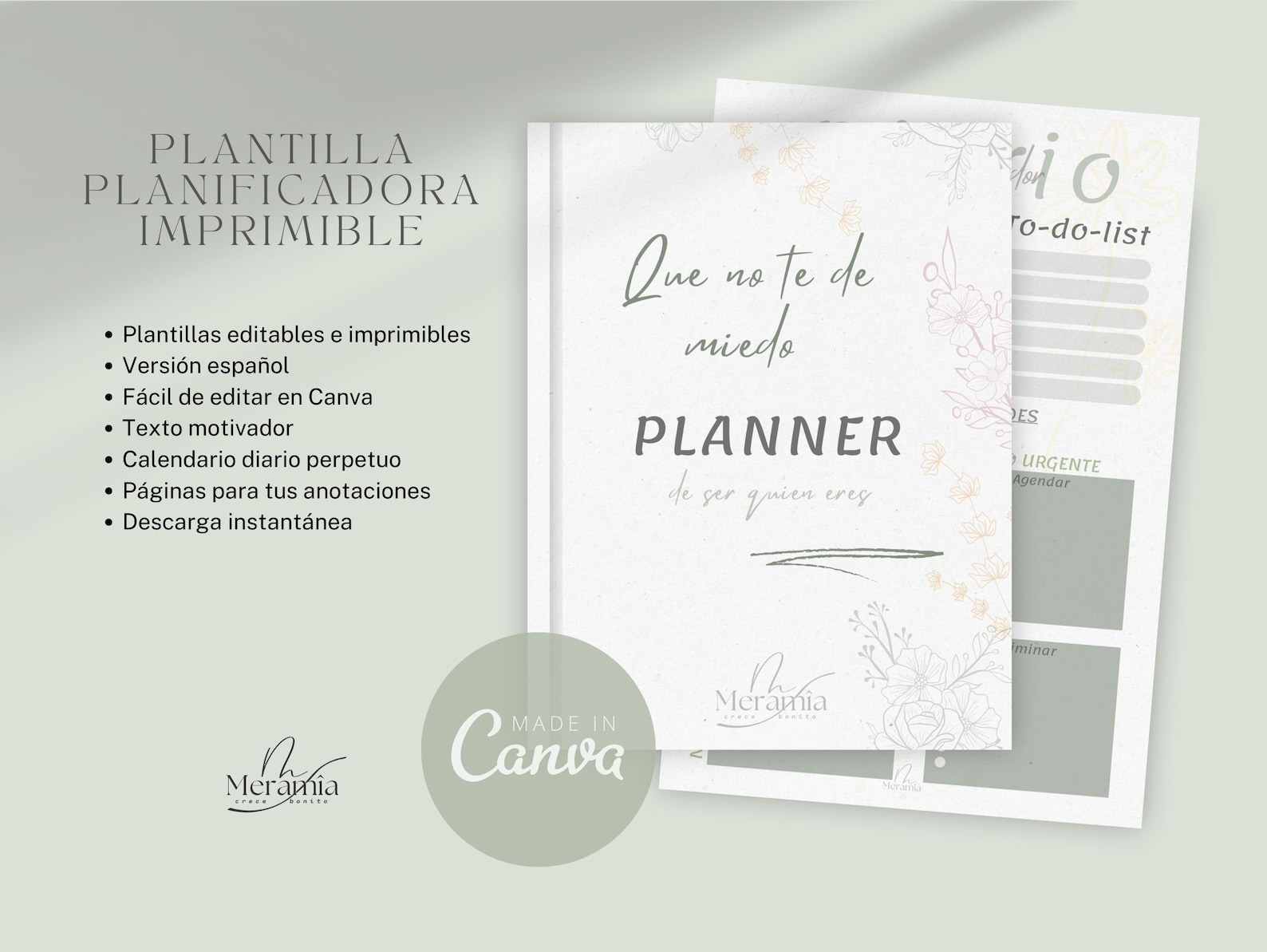 Daily Planner Pdf Editable in Canva, Planner in Spanish, Daily Planner ...