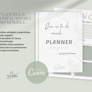 Daily Planner Pdf Editable in Canva, Planner in Spanish, Daily Planner ...