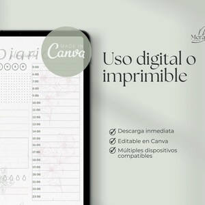 Daily Planner Pdf Editable in Canva, Planner in Spanish, Daily Planner ...