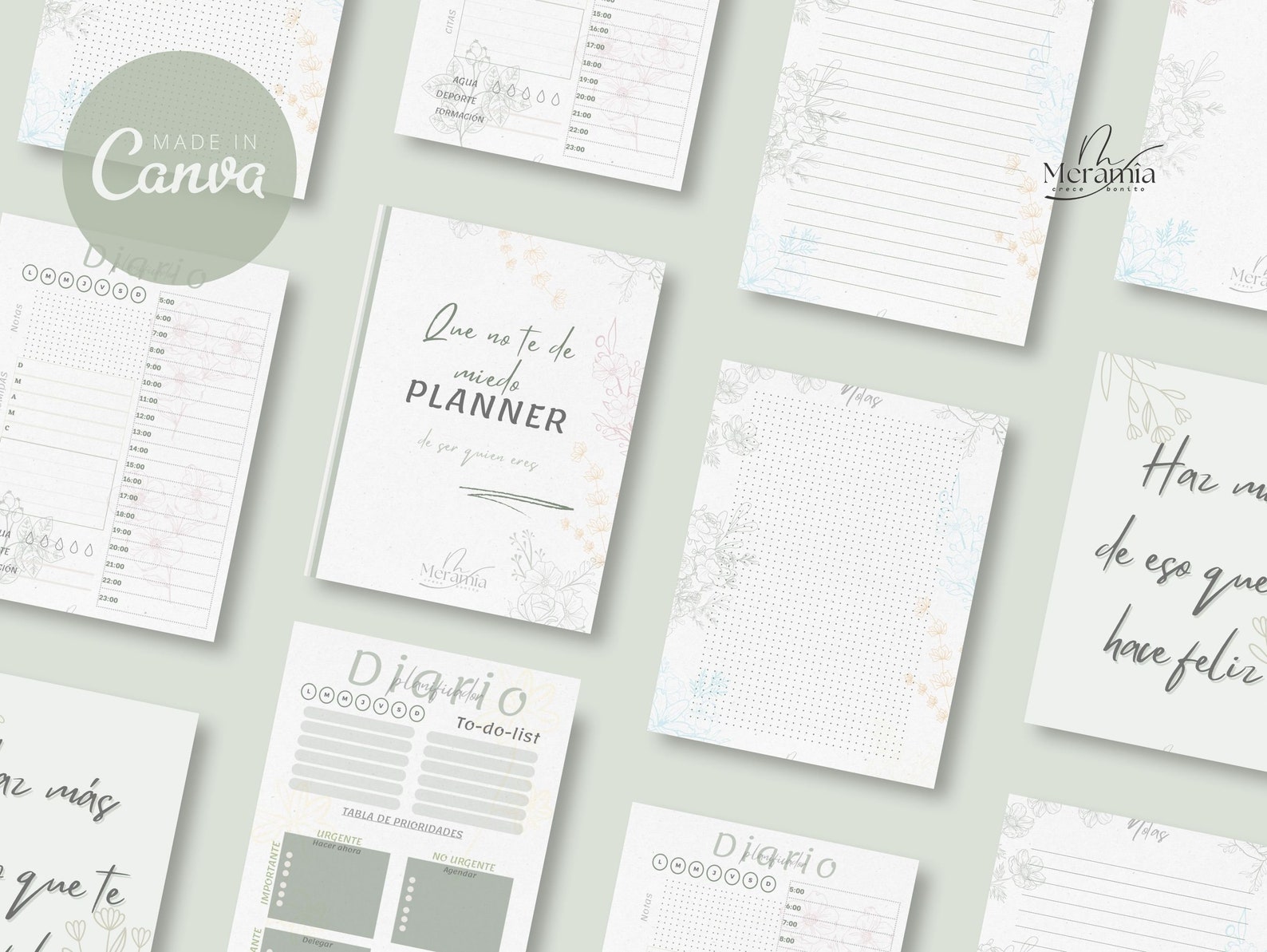 Daily Planner Pdf Editable in Canva, Planner in Spanish, Daily Planner ...