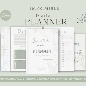 Daily Planner Pdf Editable in Canva, Planner in Spanish, Daily Planner ...