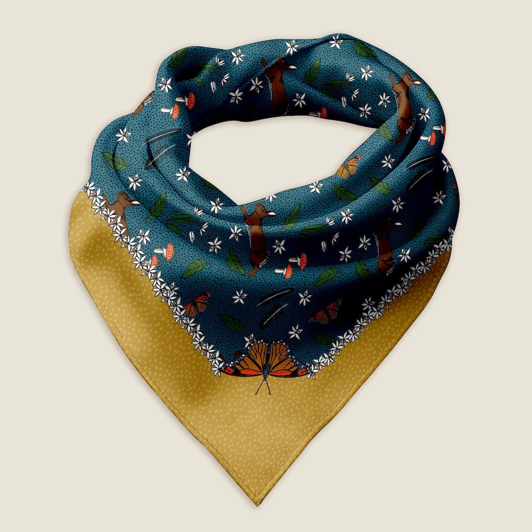 Rabbit Artwork Head Scarf Bandana | 100% Recycled Material | 3 Size ...