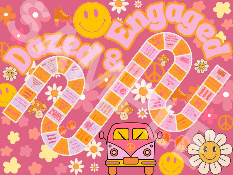 Dazed and Engaged - Board Game - Hippy - Bachelorette - Matte ...