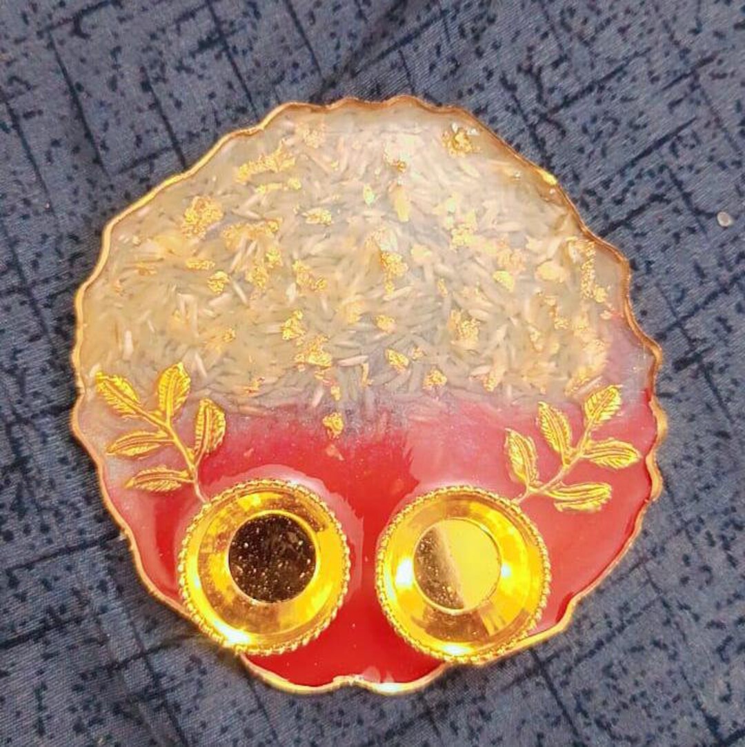 Hand-made Resin Pooja Thali, 12 Inches, Roli and Chawal Thali,rakhi ...