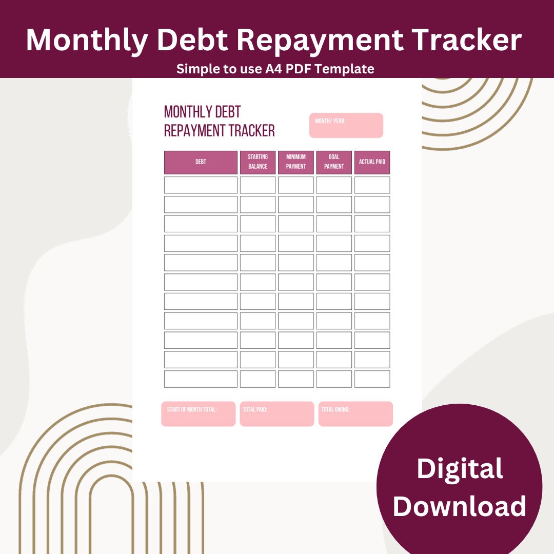 Monthly Debt Repayment Tracker Template Beginner Personal - Etsy
