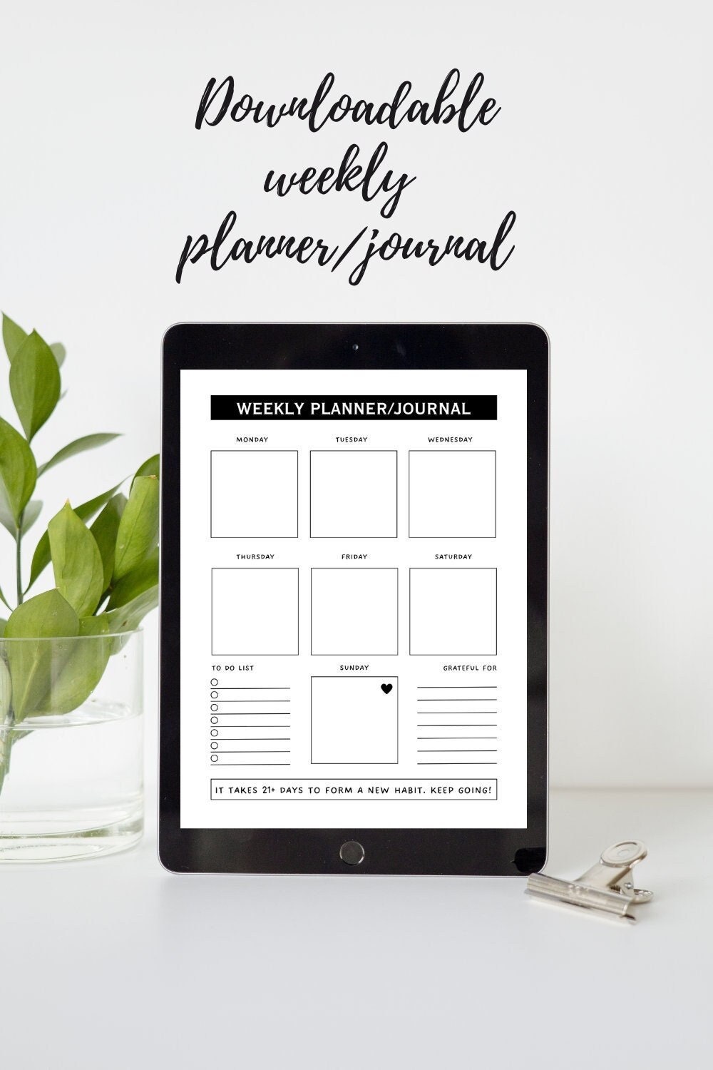 Downloadable Printable Simple Weekly Planner. Weekly Calendar. - Etsy