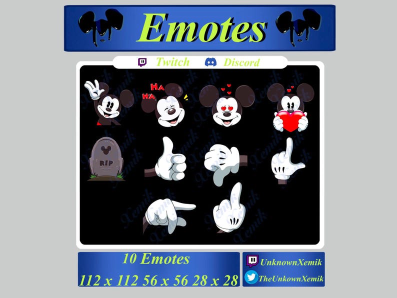 Mickey Twitch/discord Emotes - Etsy