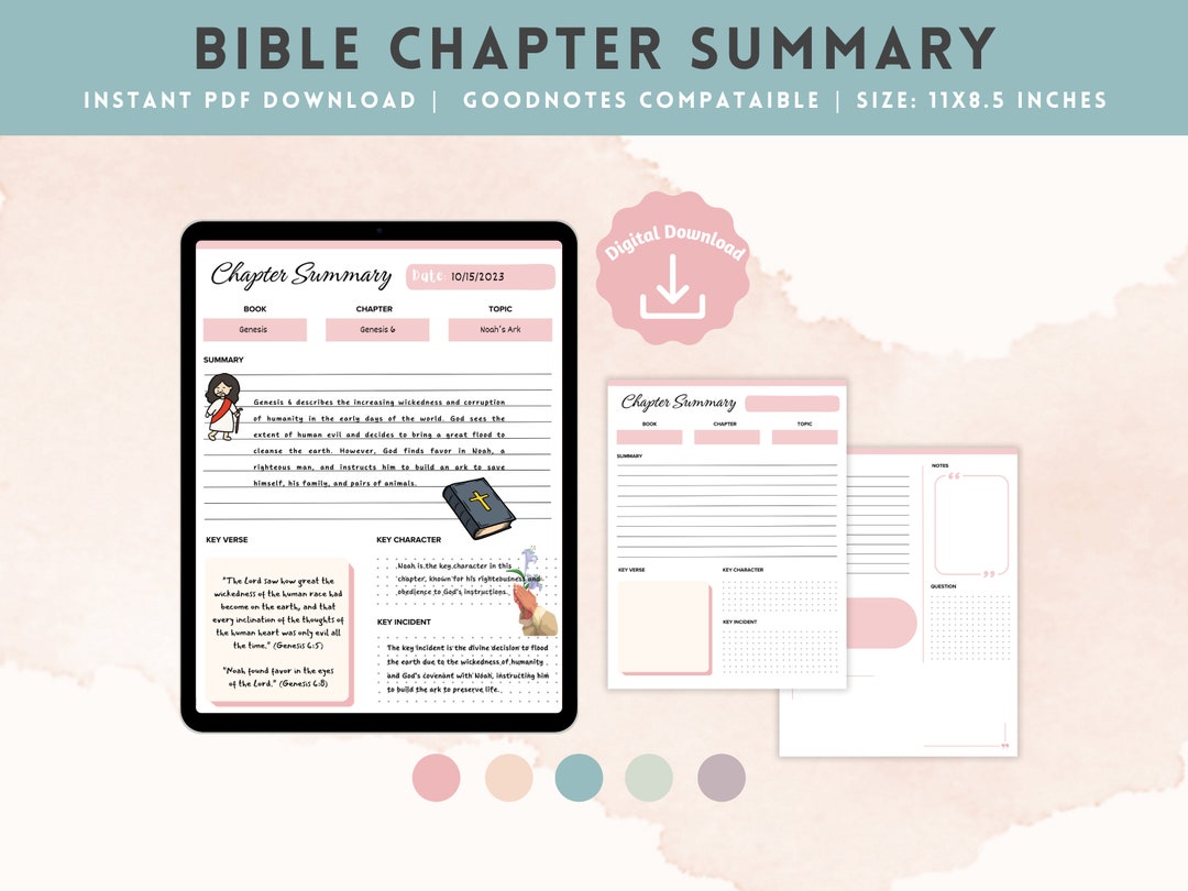 Bible Chapter Summary Printable Template - Bible Study Guide - Bible ...