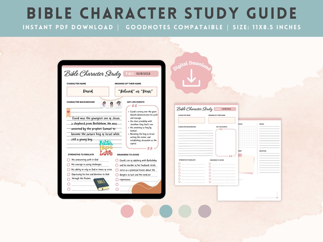 Bible Character Study Guide - Bible Study Tool - Bible Study Guide ...