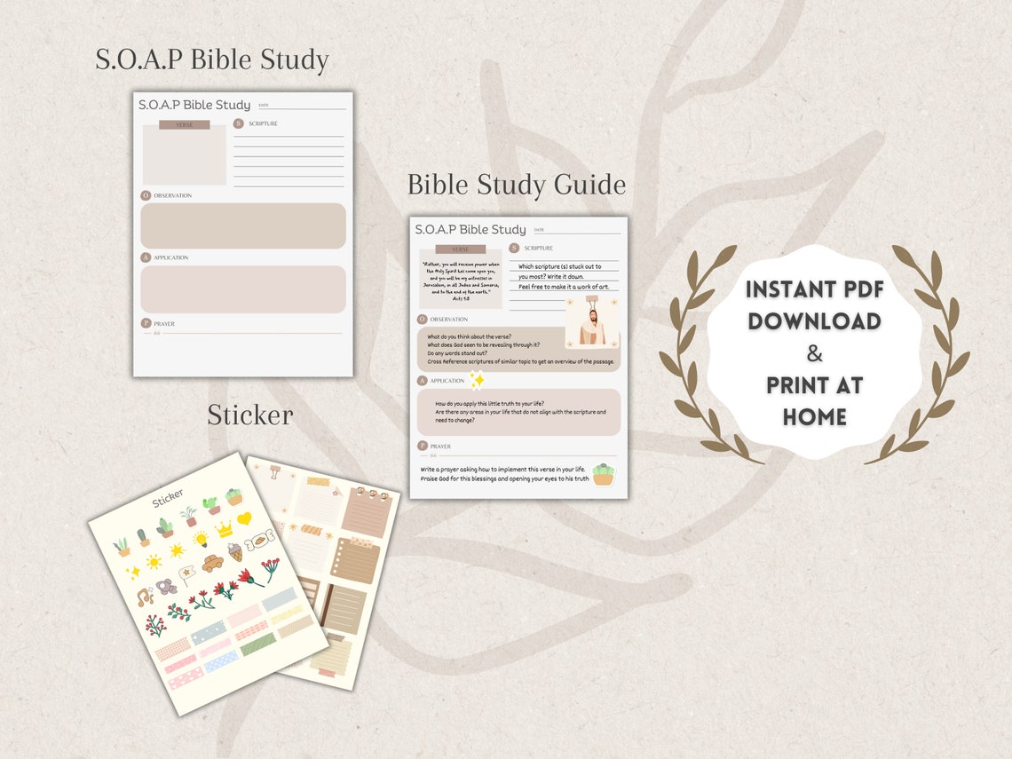 SOAP Bible Study, Printable Bible Study Journal for Beginners, Women ...