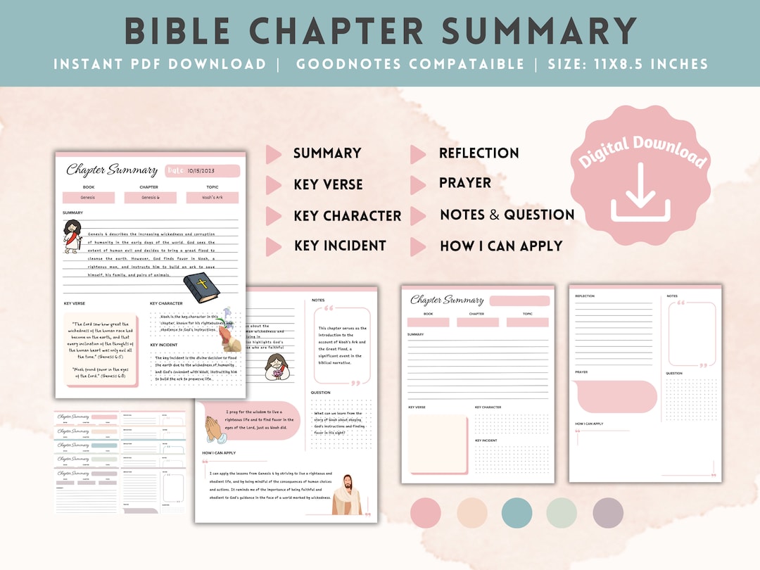 Bible Chapter Summary Printable Template Bible Study Guide - Etsy