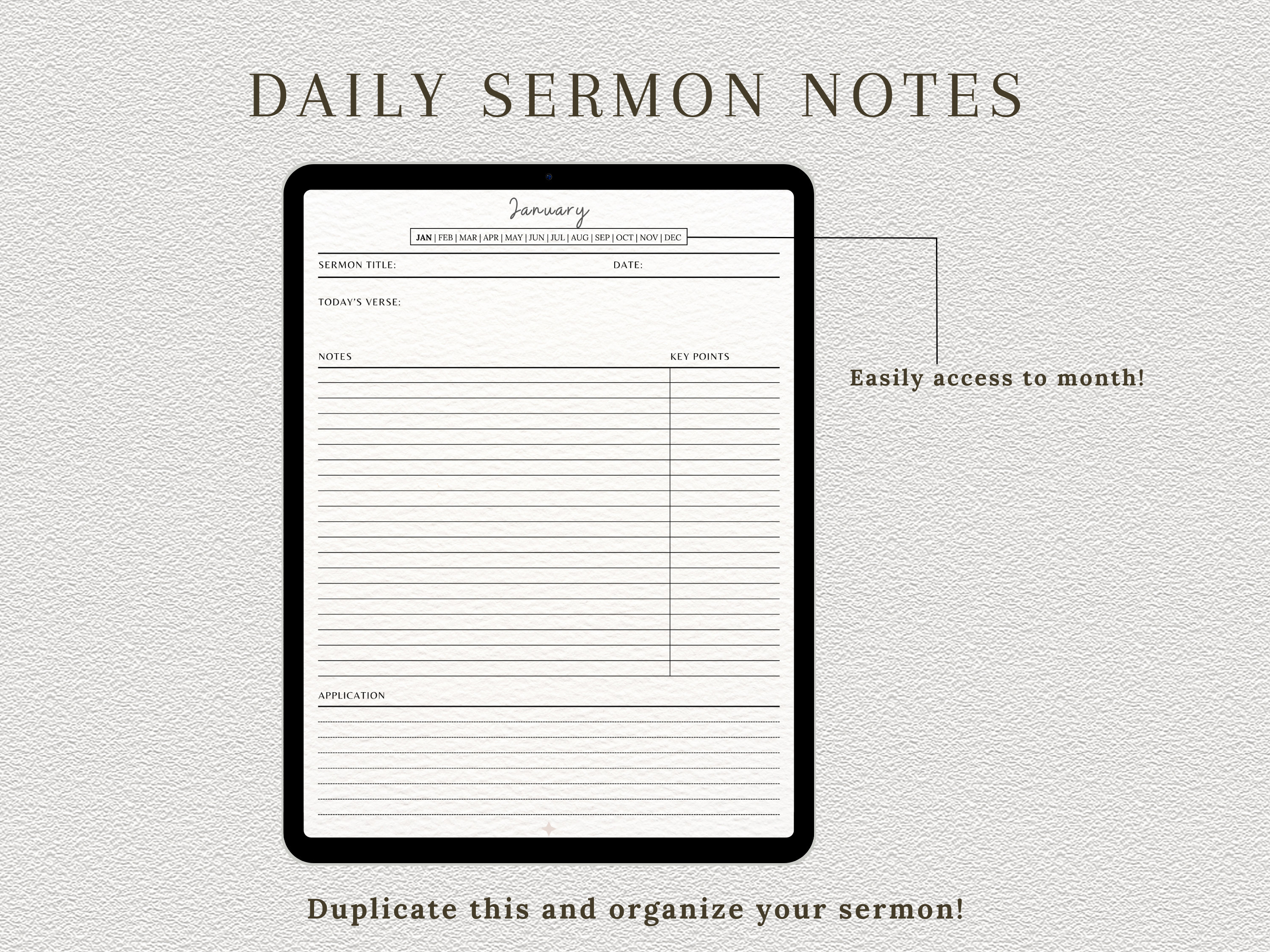 Sermon Notes Printable, Digital Bible Study Journal, Church Service ...