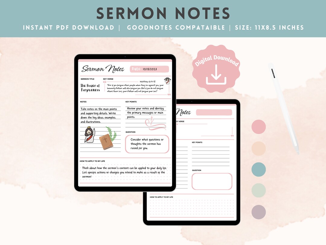 Sermon Notes - Printable Download for Sermon Notes - Bible Study Guide ...