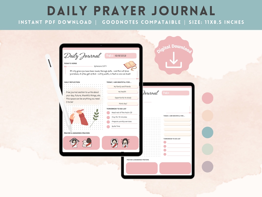 Printable Christian Daily Journal - Daily Prayer Journal - Bible Study ...