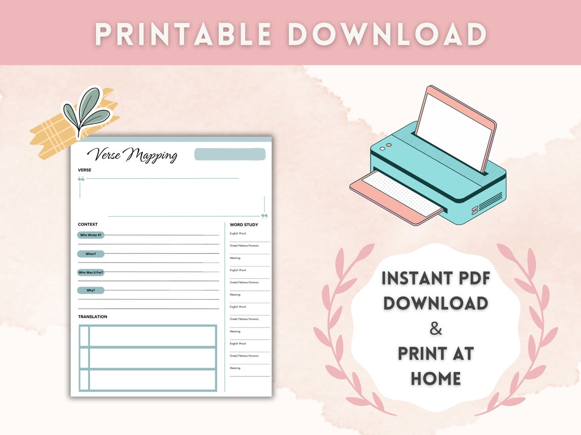 Bible Verse Mapping Bible Printable Study Guide Bible Study Bundle Note ...