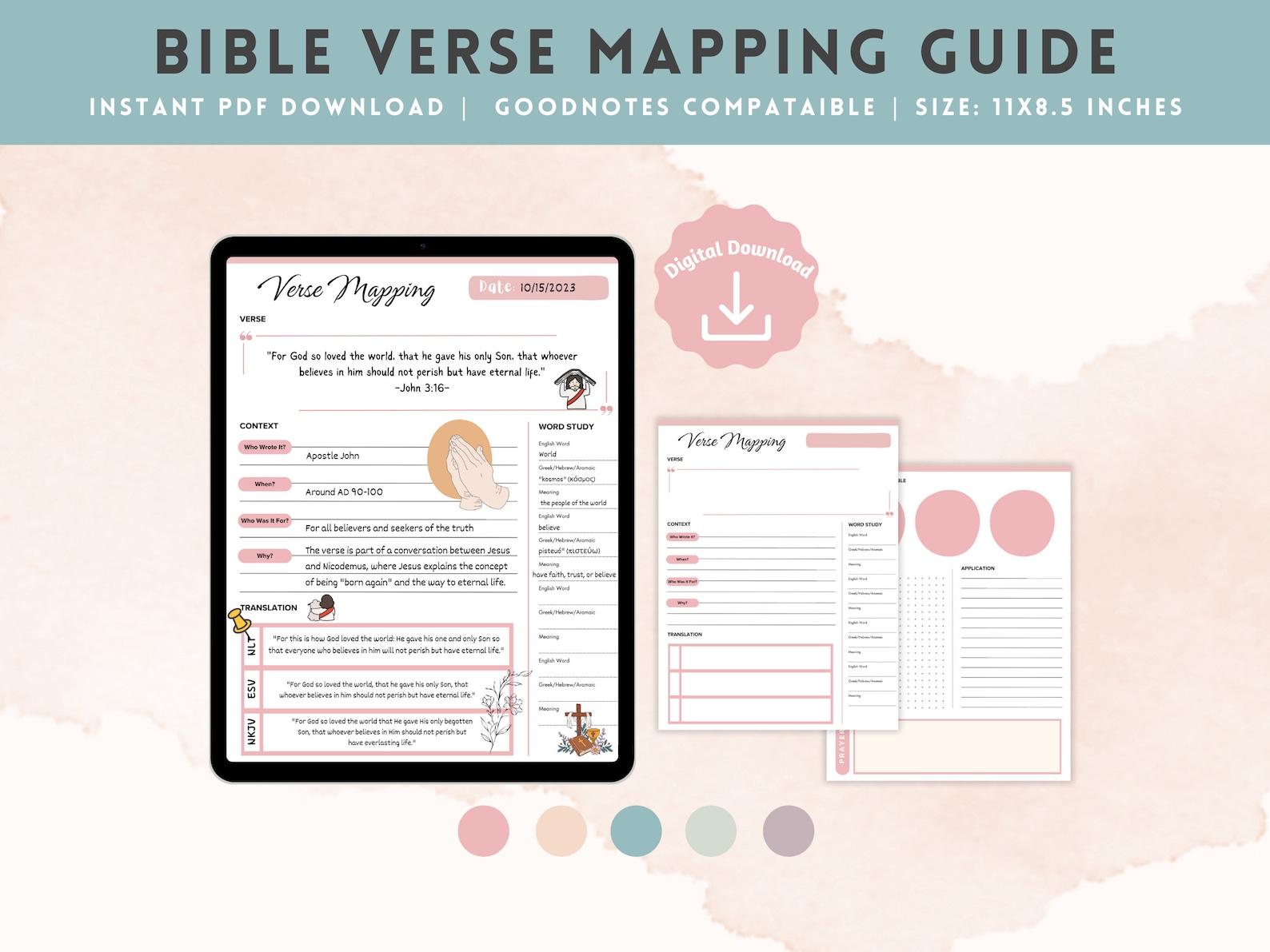 Bible Verse Mapping - Bible Printable Study Guide - Bible Study Bundle ...