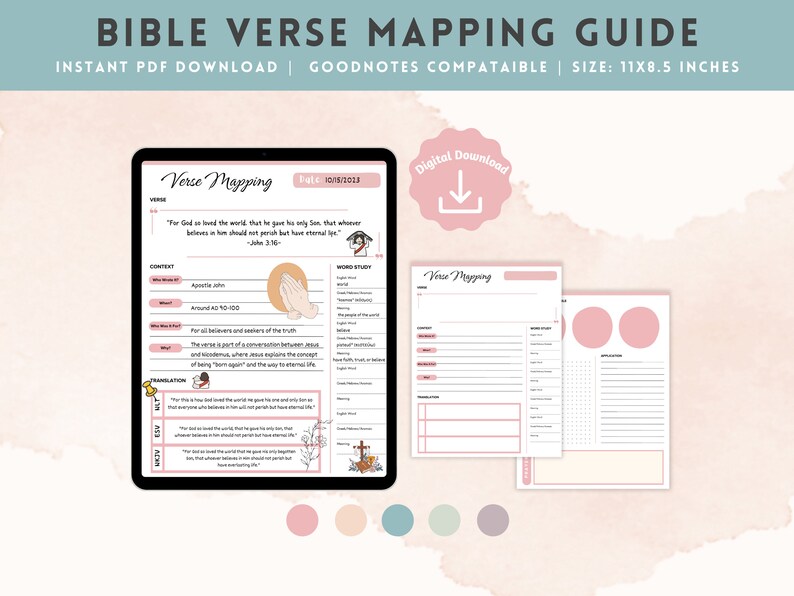 Bible Verse Mapping - Bible Printable Study Guide - Bible Study Bundle ...