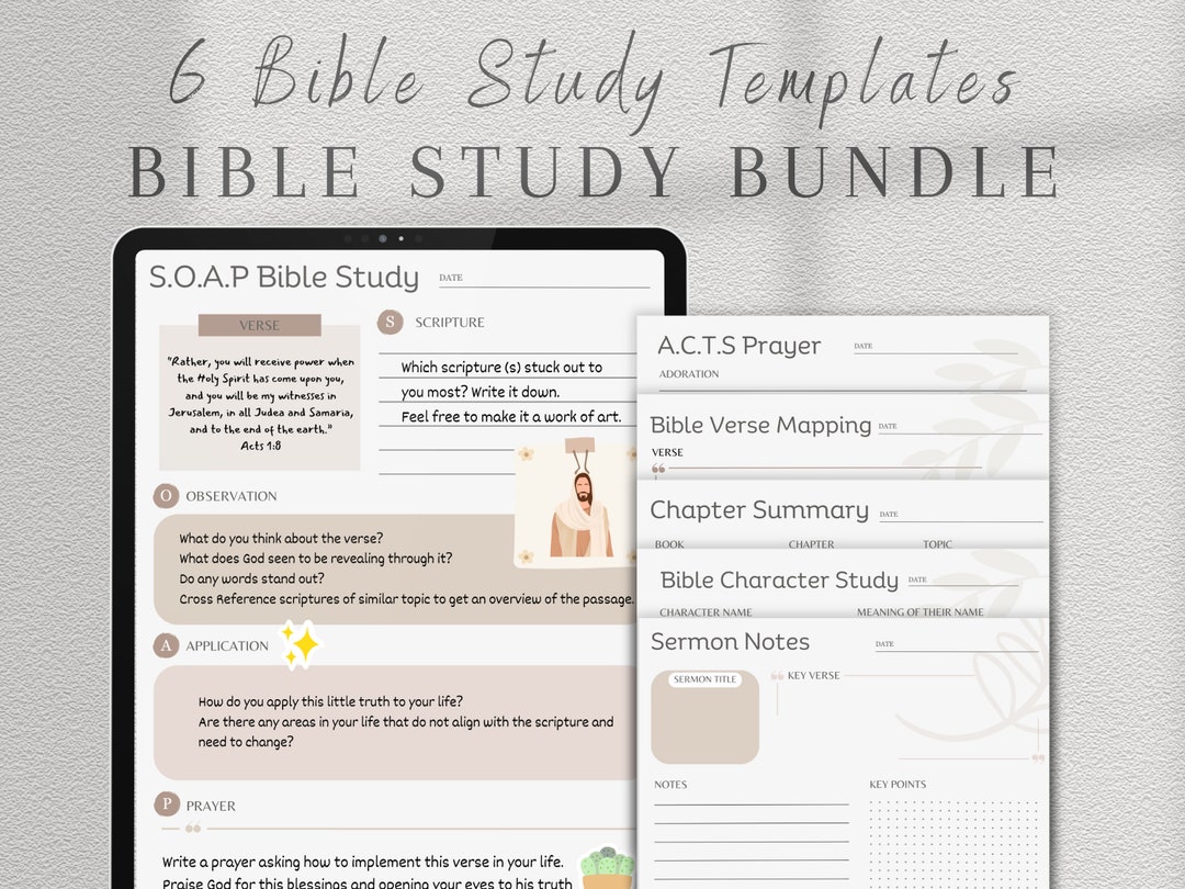 Bible Study Bundle, 6 Templates, Digital Bible Study, Faith Journal ...
