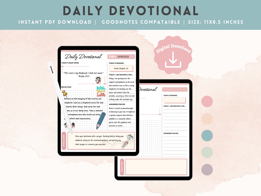 Daily Devotional Template, Bible Study Printable, Digital Bible Study ...