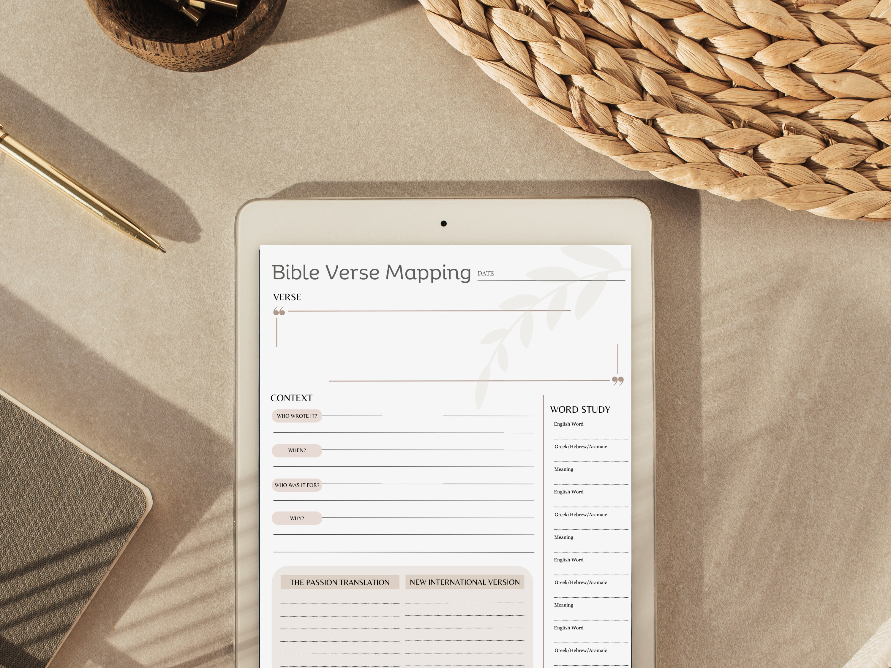 Verse Mapping Bible Study, Minimalist, Aesthetic Bible Study Template ...