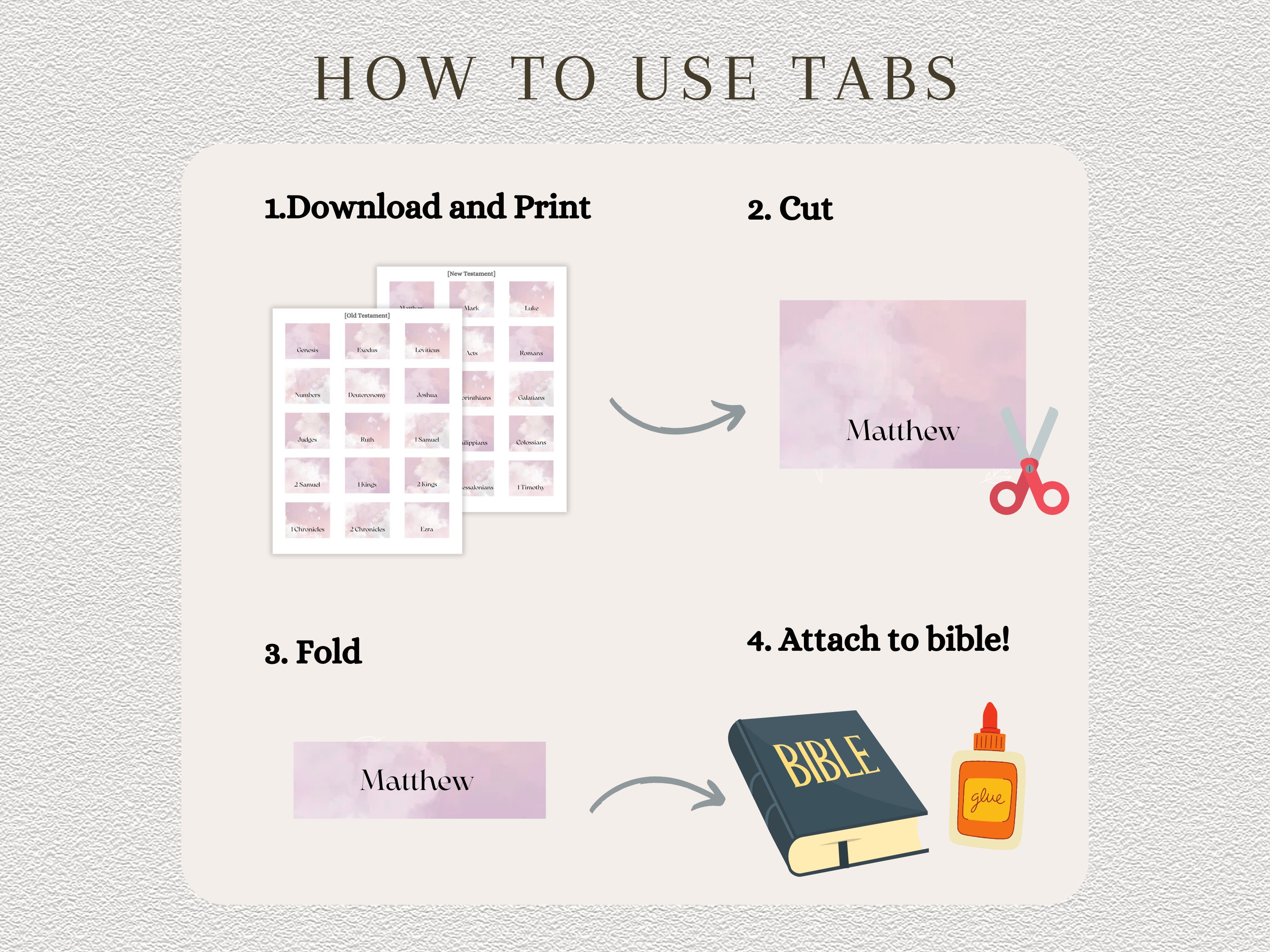 6 Bible Tabs Printable, Aesthetic Bible Tabs, Instant Download, Christian Journal Supplies ...