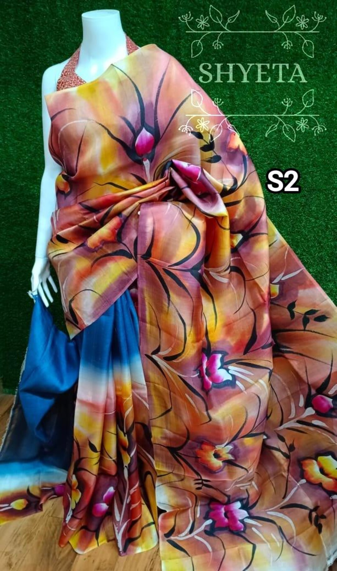 Hand-painted Soft Bishnupuri Silk Saree: Lightweight Floral Sari With ...