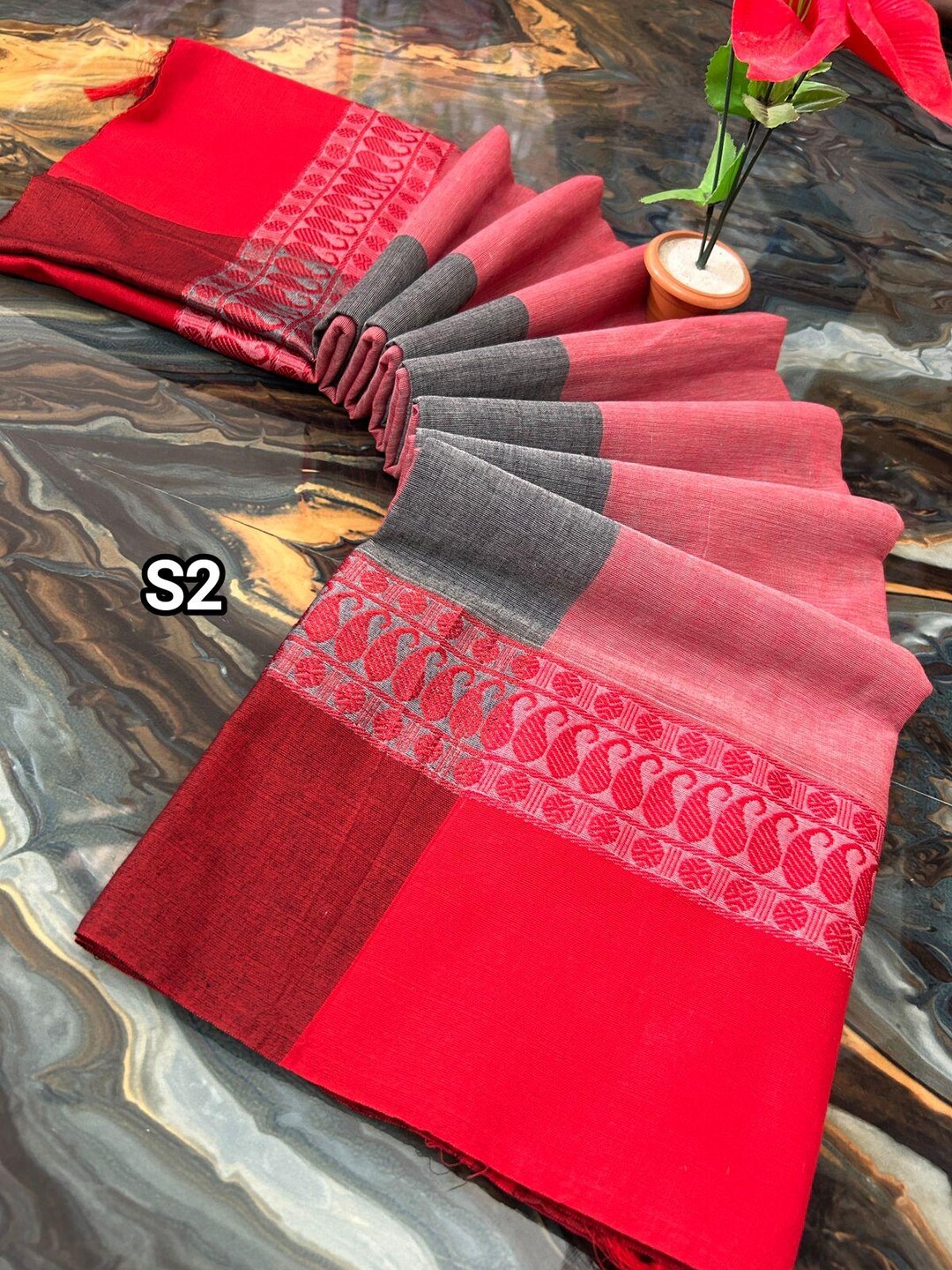 Pure Cotton Begumpuri Saree With Blouse Piece, Handwoven Soft ...
