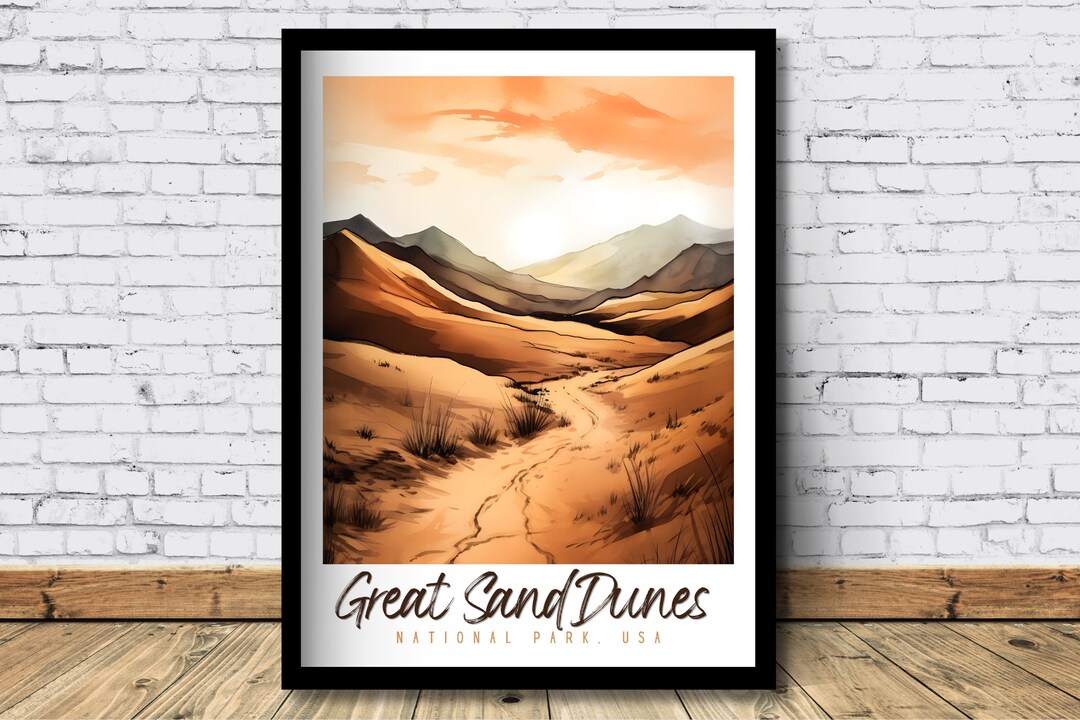 Great Sand Dunes National Park Watercolor Travel Poster Great Sand ...