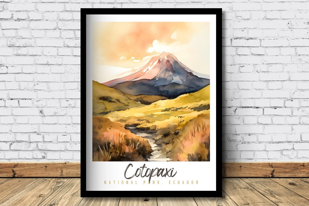 Cotopaxi National Park Watercolor Travel Poster Cotopaxi Wall - Etsy