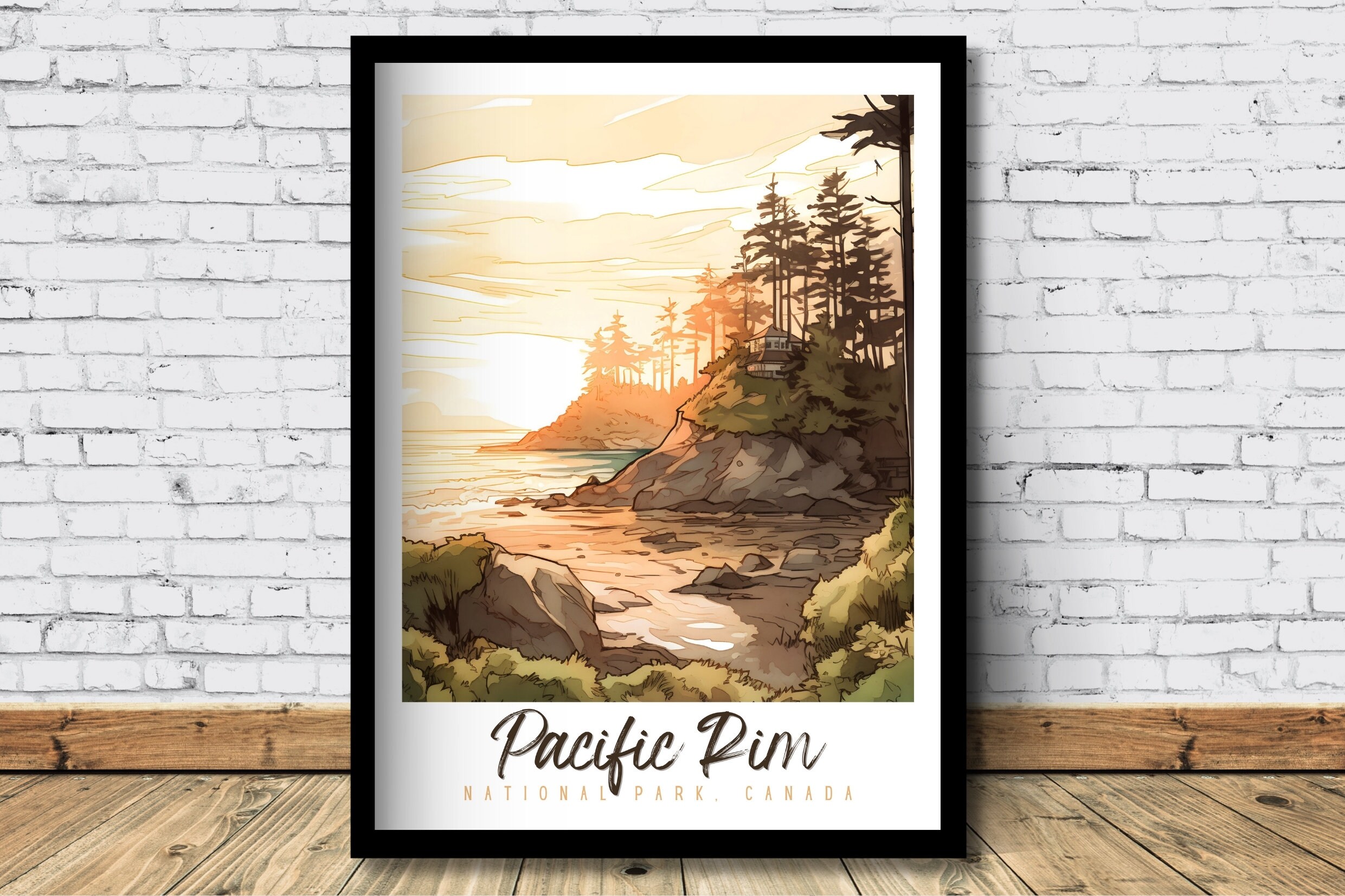 Pacific Rim National Park Watercolor Travel Poster Pacific Rim Wall Art ...