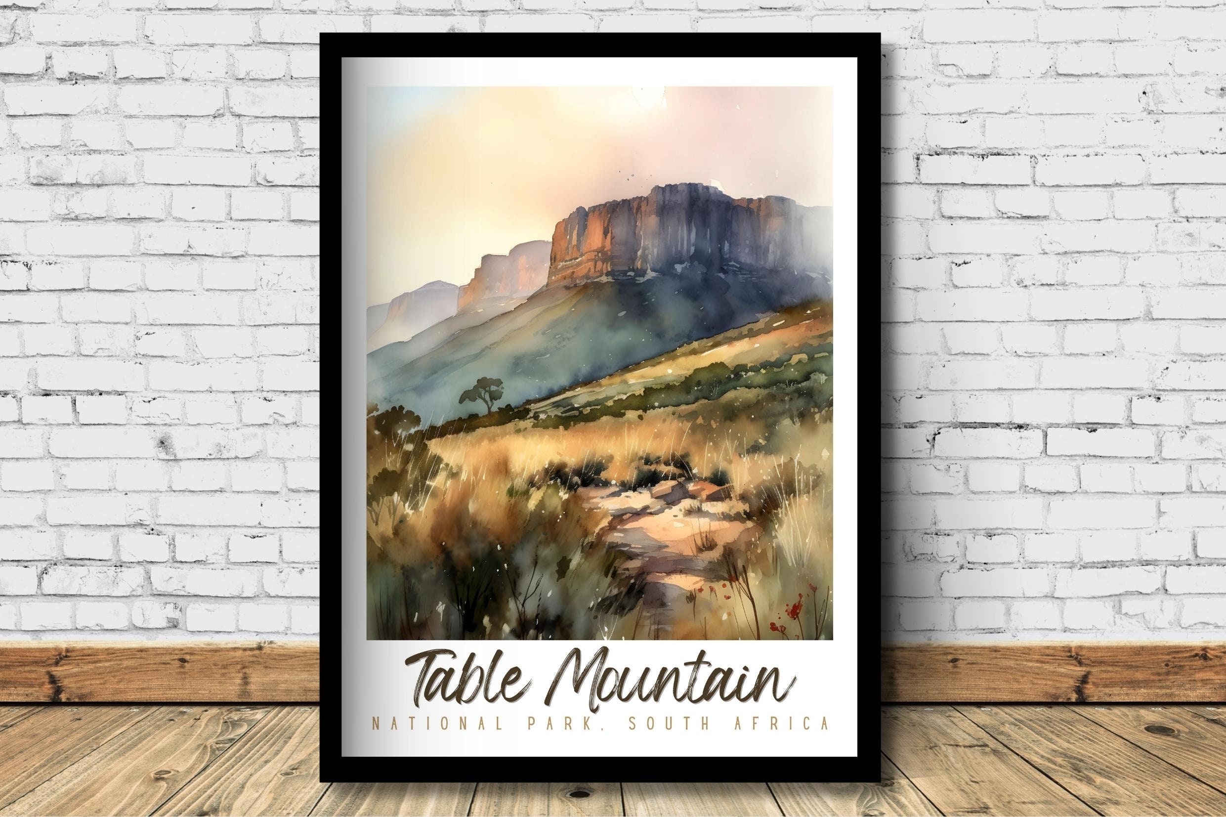 Table Mountain National Park Watercolor Travel Poster Table Mountain ...