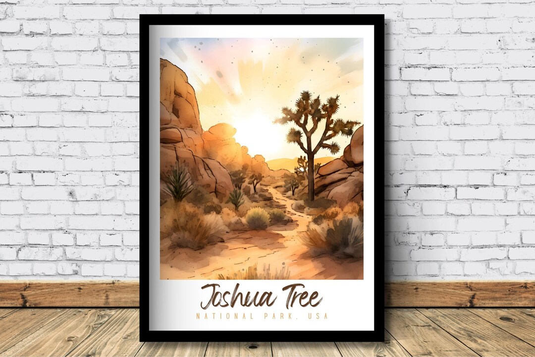 Joshua Tree National Park Watercolor Travel Poster Joshua Tree - Etsy