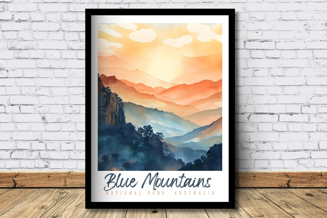Blue Mountains National Park Watercolor Travel Poster Blue Mountains ...