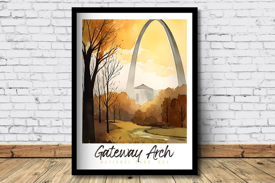 Gateway Arch National Park Watercolor Travel Poster Gateway Arch Wall ...