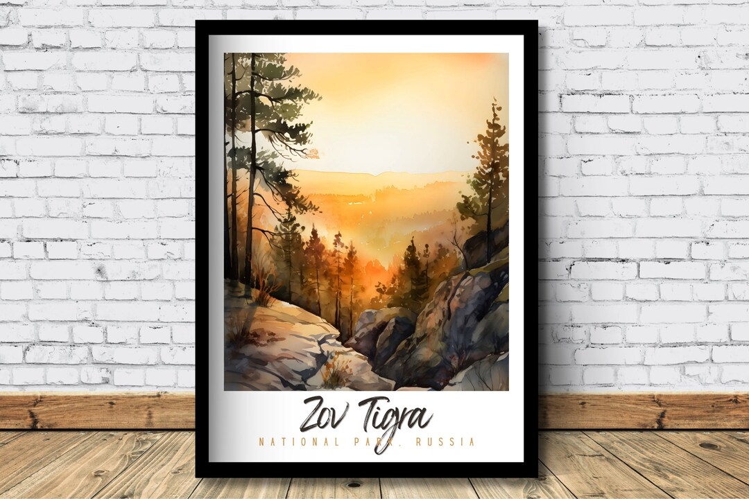 Zov Tigra National Park Watercolor Travel Poster Zov Tigra Wall Art Zov ...