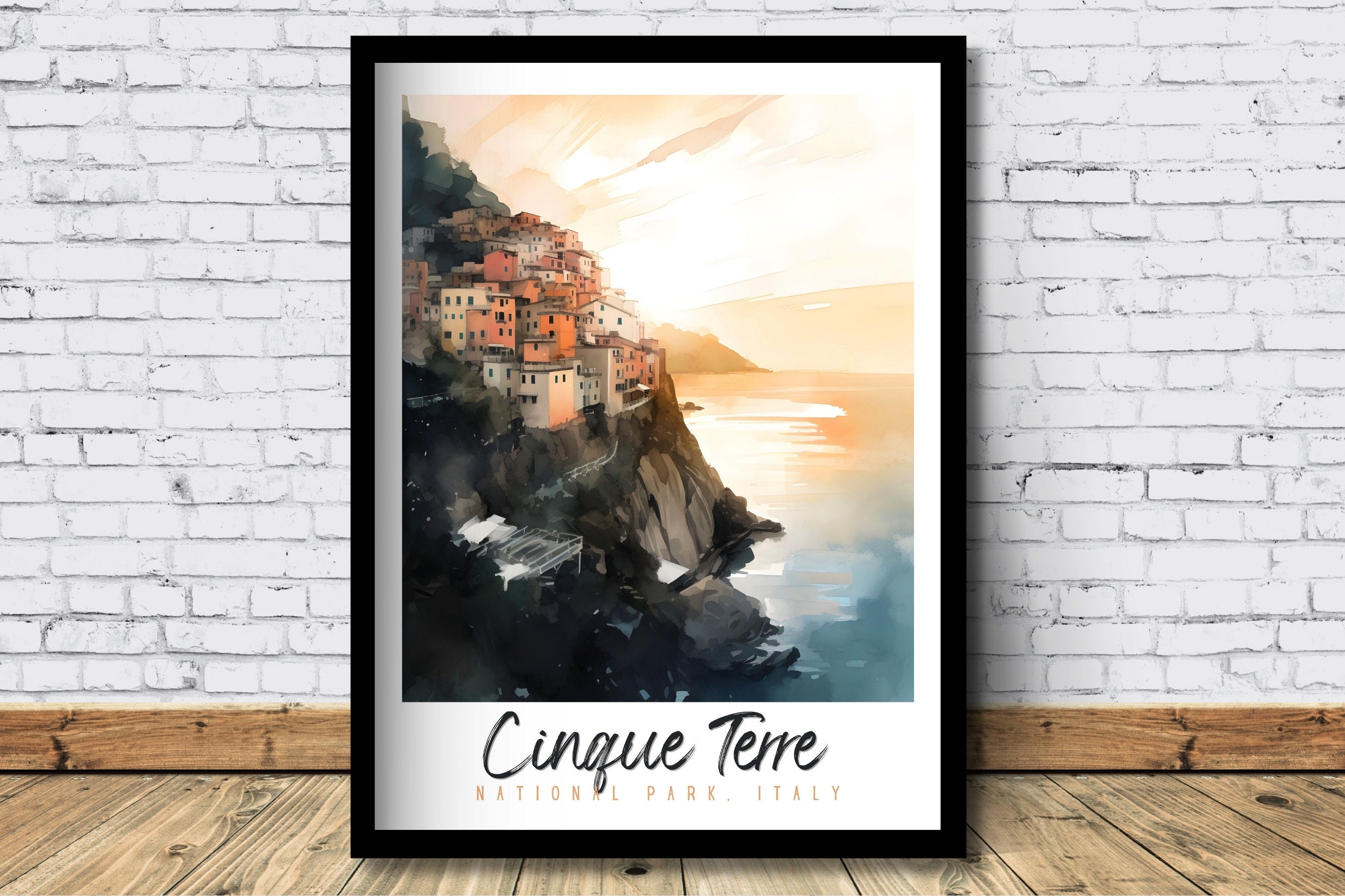 Cinque Terre National Park Watercolor Travel Poster Cinque Terre Wall ...
