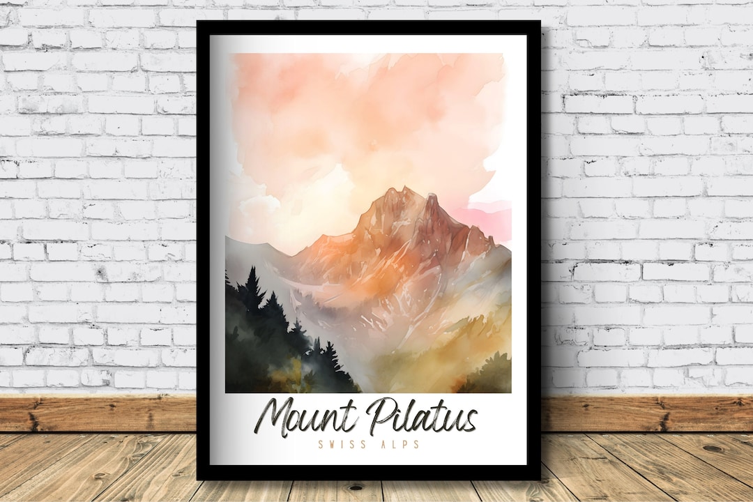 Mount Pilatus Watercolor Travel Poster Mount Pilatus Wall Art Mount ...