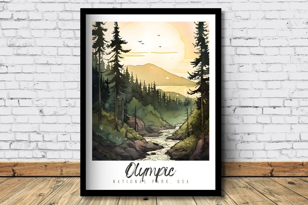 Olympic National Park Watercolor Travel Poster Olympic Wall Art Olympic ...