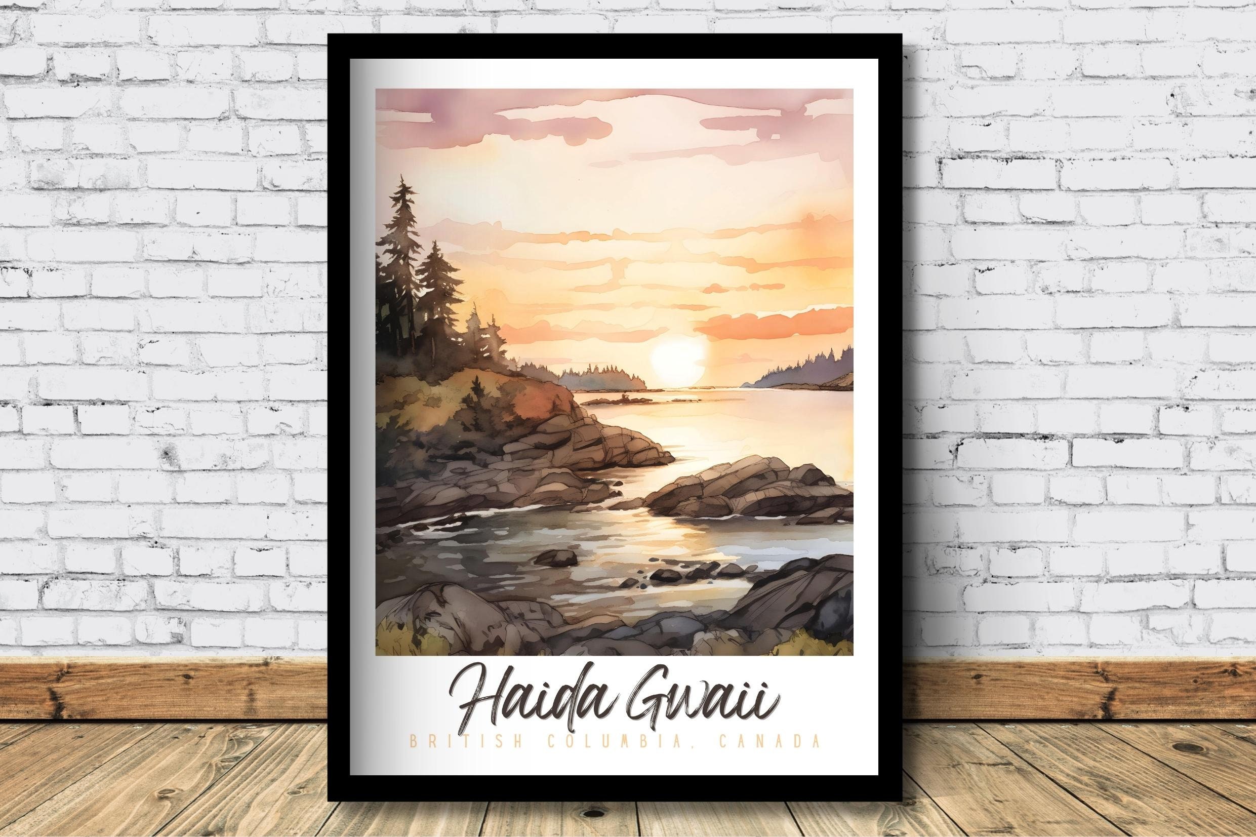 Haida Gwaii Watercolor Travel Poster Haida Gwaii Wall Art Haida Gwaii ...
