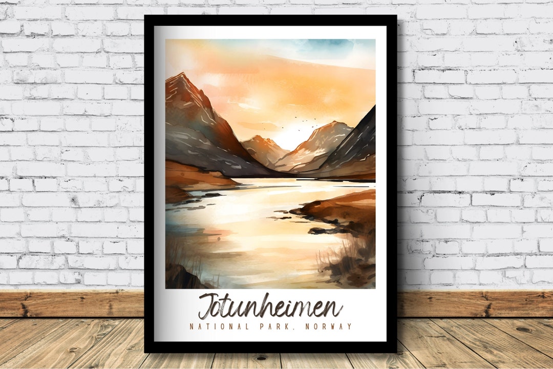 Jotunheimen National Park Watercolor Travel Poster Jotunheimen Wall Art ...