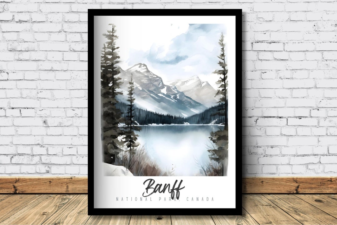 Banff National Park Watercolor Travel Poster Banff Wall Art Banff ...